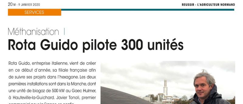 Il mercato francese del biogas " Rota Guido su l'AGRICOLTEUR NORMAND